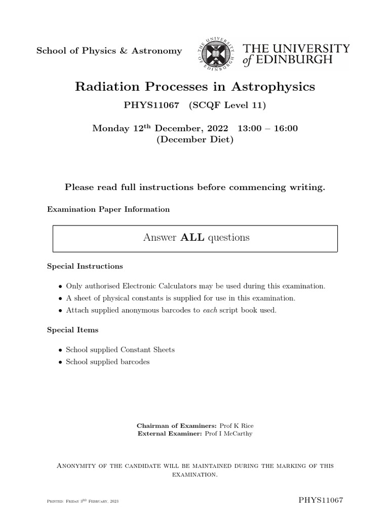 Radprod Exam Papers | PDF | Electron | Electromagnetic Radiation