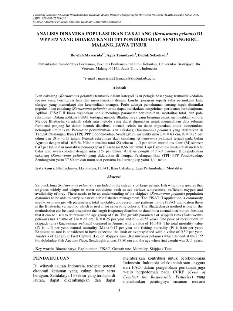 ANALISIS DINAMIKA POPULASI IKAN CAKALANG (Katsuwonus Pelamis) DI WPP ...