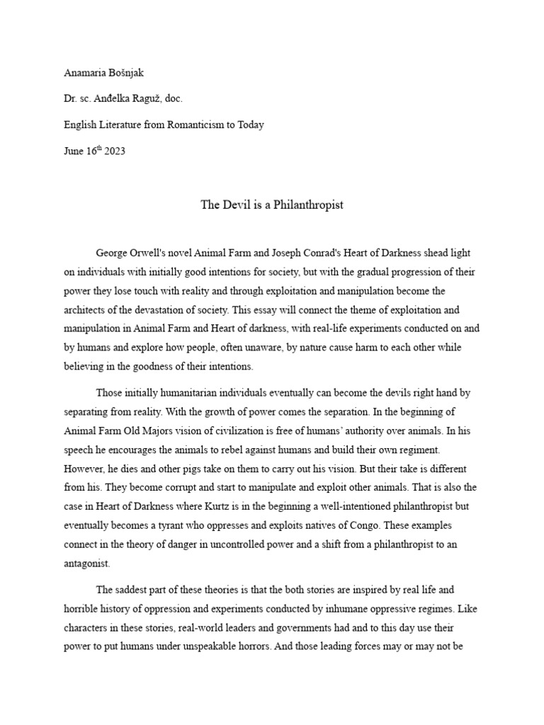 Essay - The Devil Is A Philanthropist | PDF