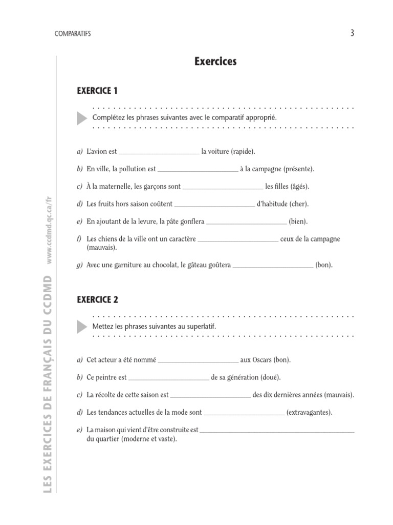 Exercices Comparaison-3 | PDF