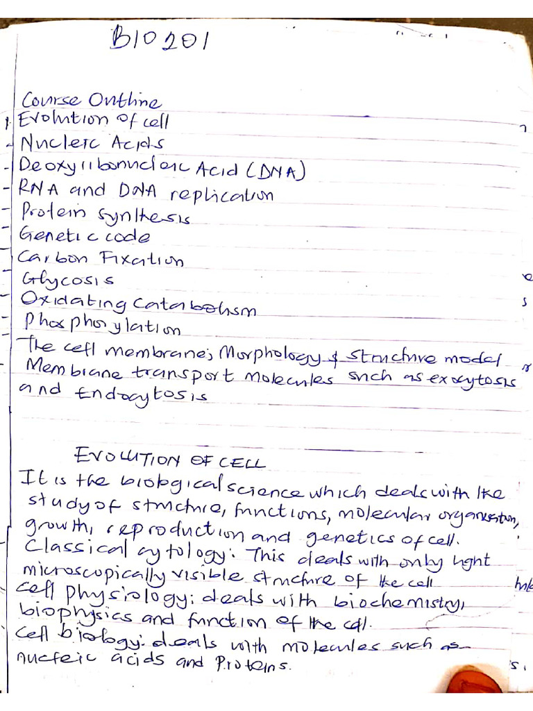 BIO 201 - Note-1 | PDF