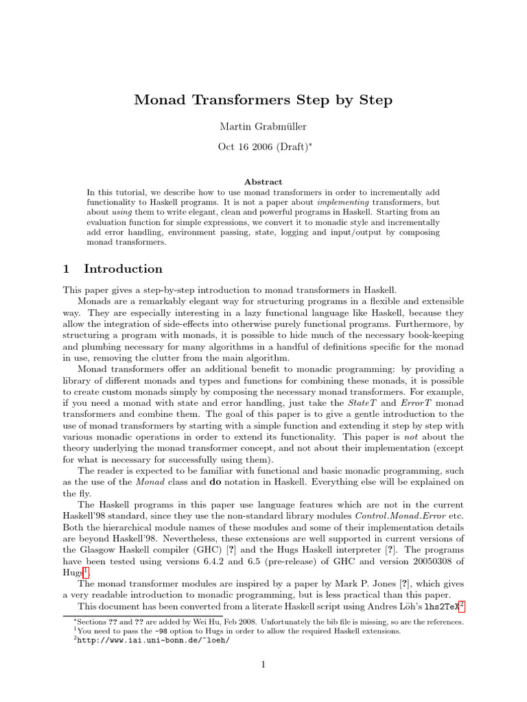 Monad Transformers Step by Step | PDF