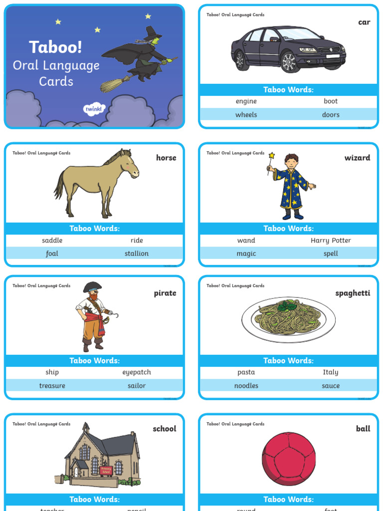 Roi L 815 Taboo Oral Language Game Challenge Cards Ver 3 | PDF