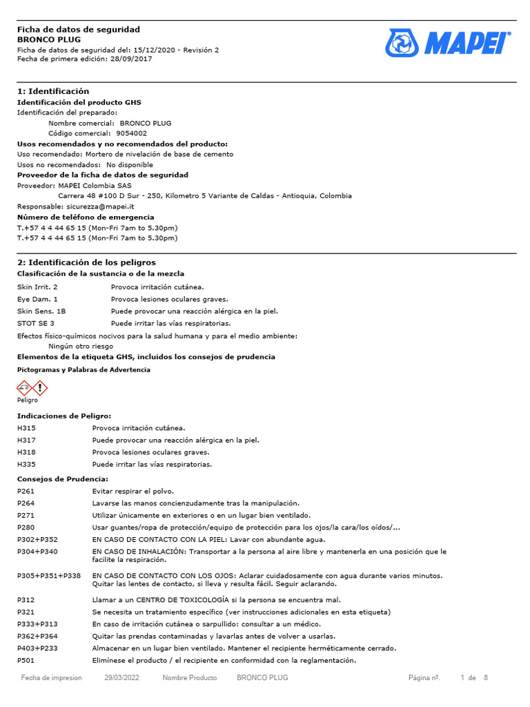 Ficha de Seguridad de Bronco | PDF | Residuos | Contaminación