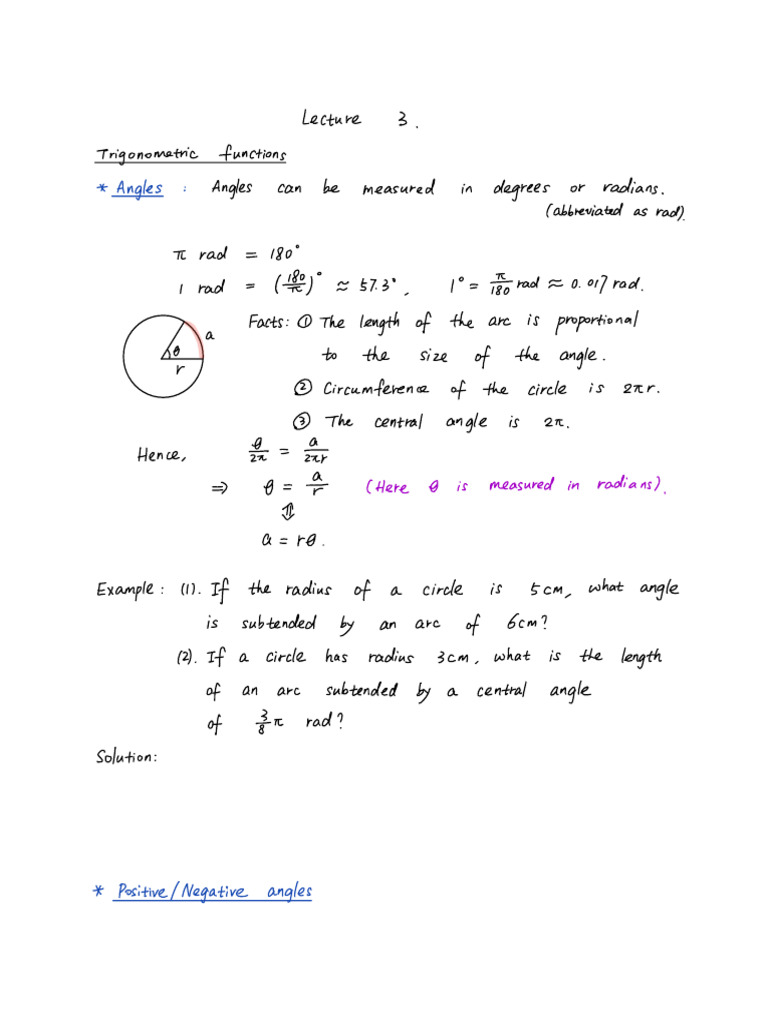 Lecture 03 Before Class Pdf Trigonometric Functions Classical