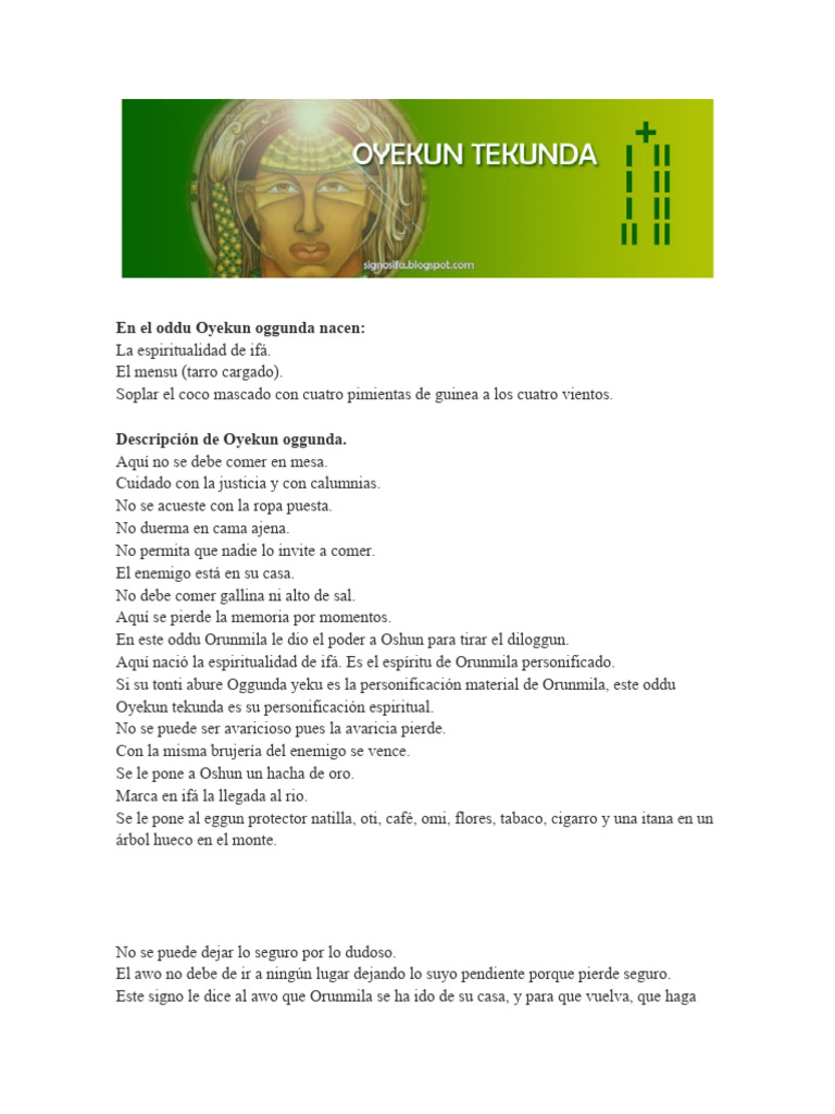 En El Oddu Oyekun Oggunda Nacen | PDF | Religión étnica | Santeria