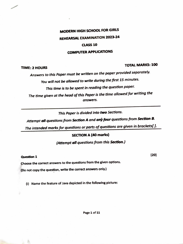 Computer Application - Rehearsal Examination - 2023-24 | PDF | Software ...