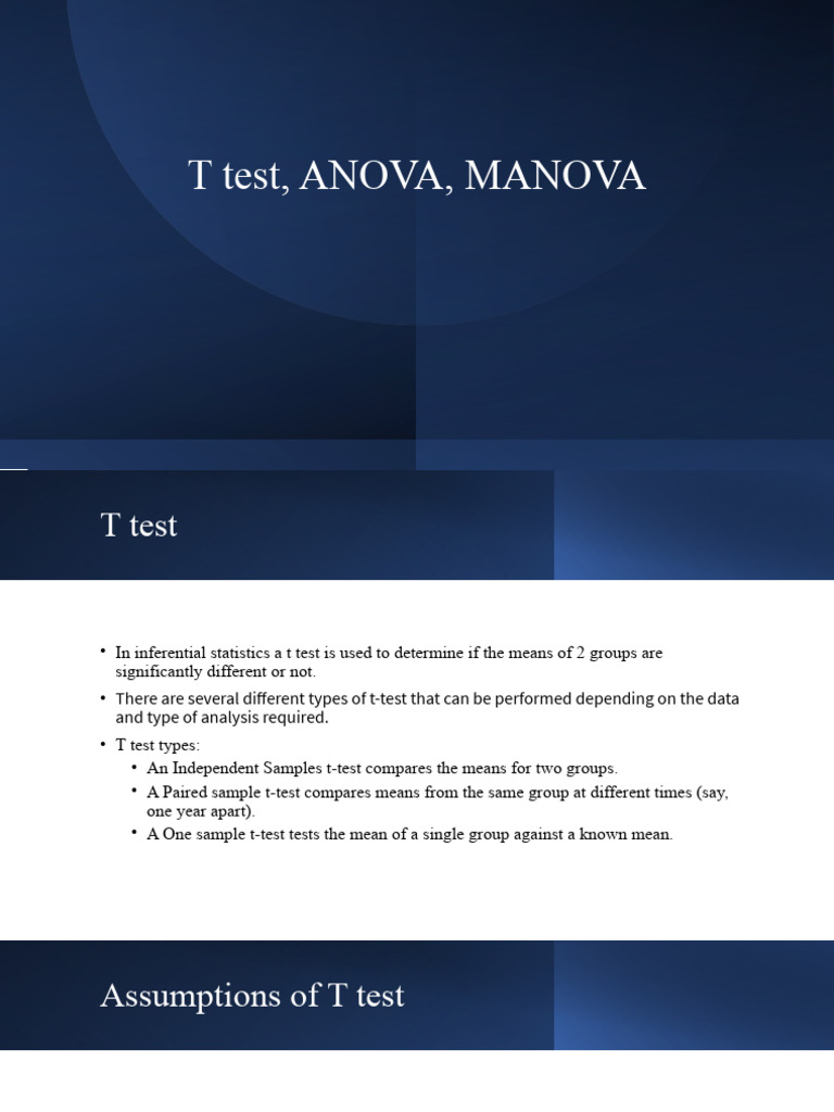 6.T Test Anova and Manova | PDF | Teaching Methods & Materials