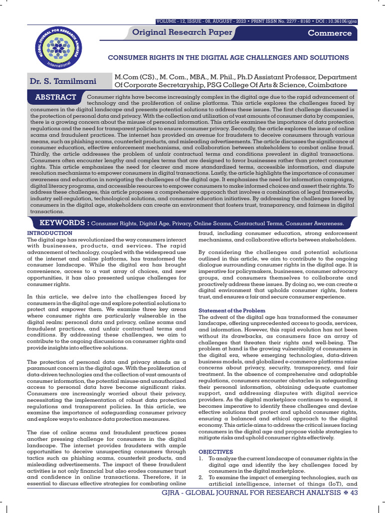Consumer Rights in The Digital Age Challenges and Solutions - August ...