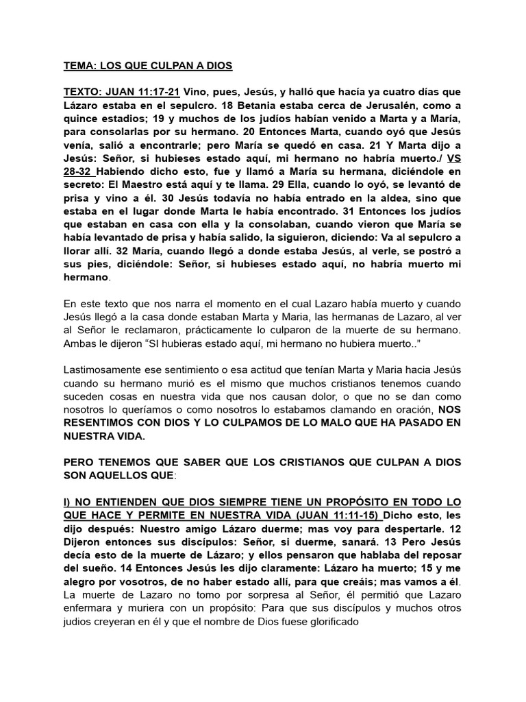 Los Que Culpan A Dios | PDF