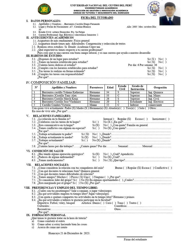02 - Ficha - Del - Tutorado TAREA | PDF
