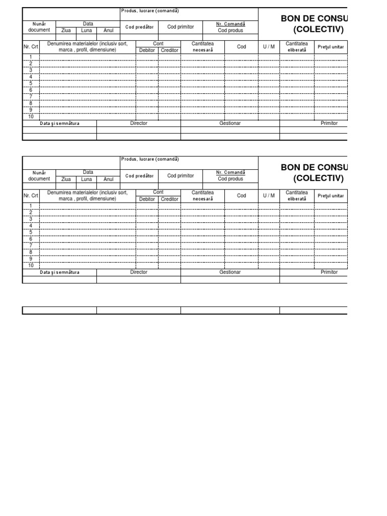 Bon de Consum - Model | PDF