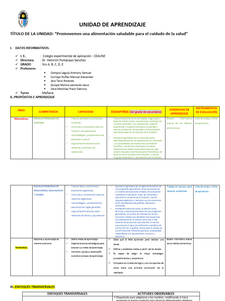 Unidad de Aprendizaje | PDF