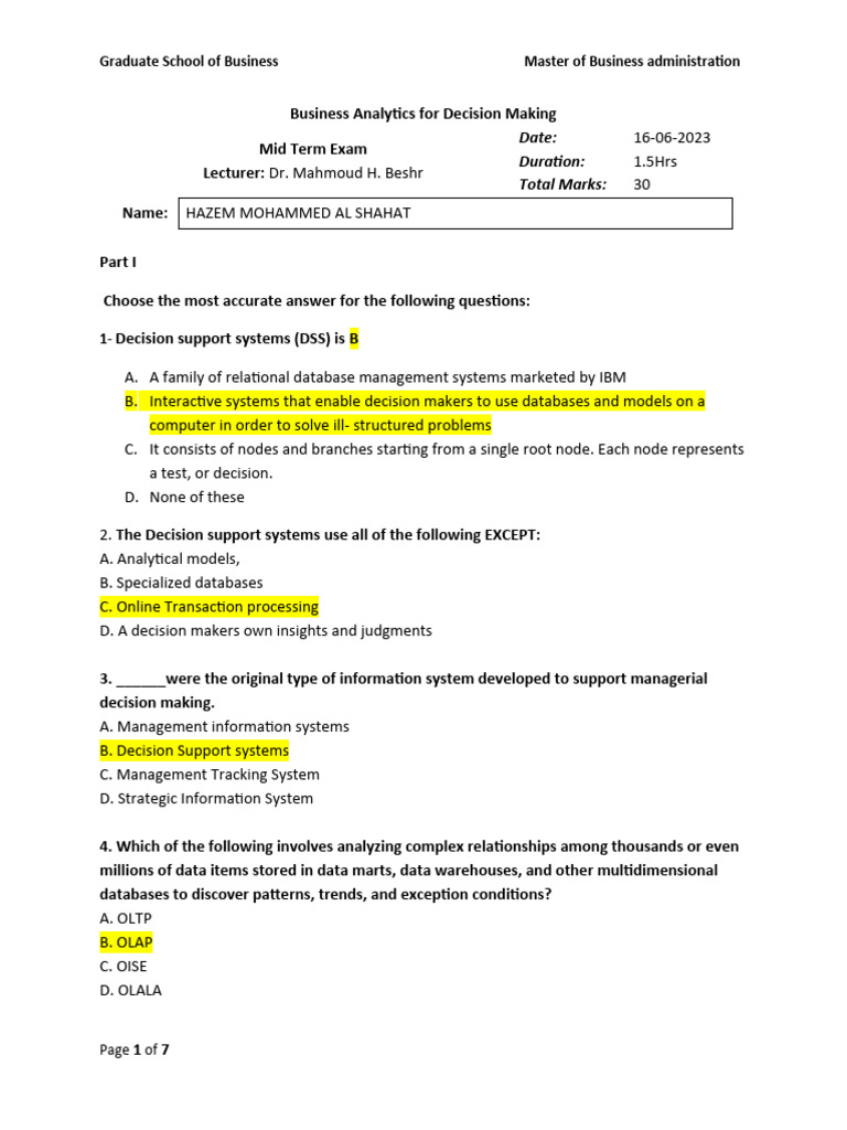 Business Analytics Midterm Exam Overview | PDF | Sensitivity Analysis ...