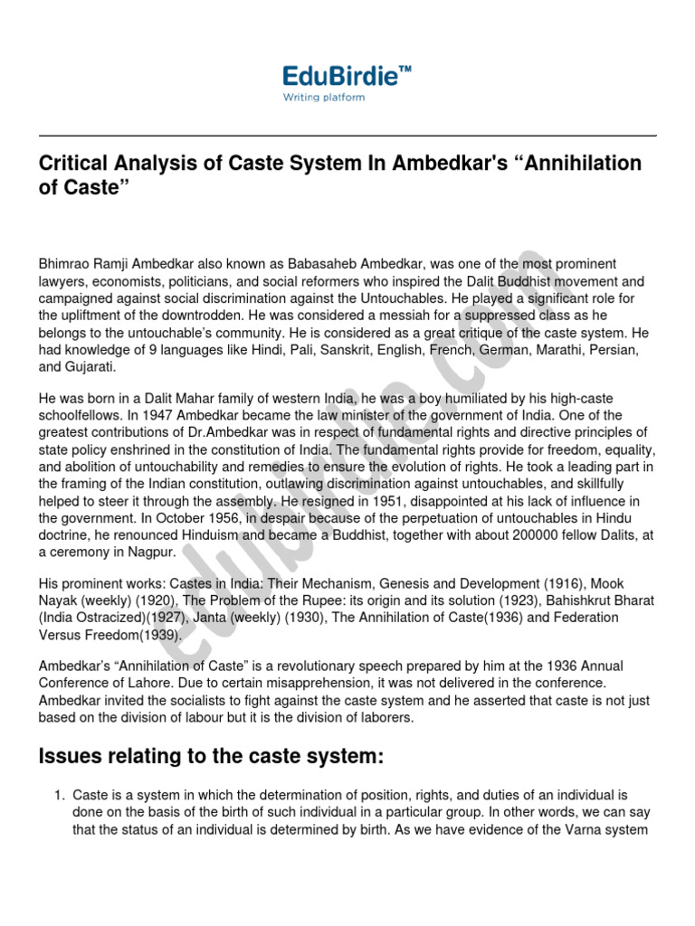 Critical_Analysis_of_Caste_System_In_Ambedkars_“Annihilation_of_Caste ...