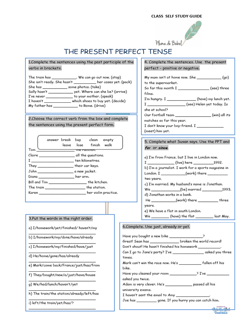 Present Perfect Tense Study Guide | PDF | Verb | Languages