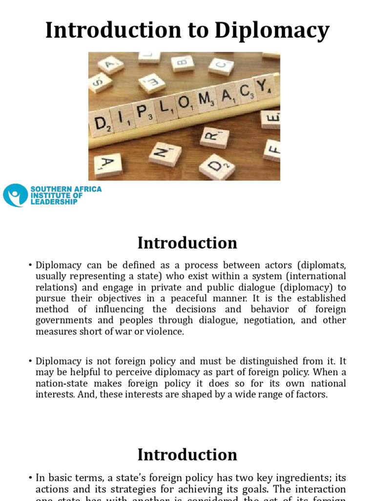 Introduction To Diplomacy | PDF | Diplomacy | International Relations