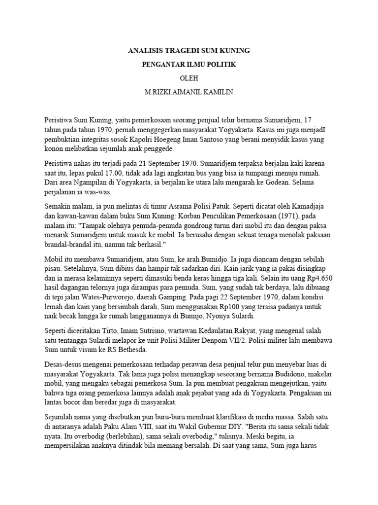 Analisis Tragedi Sum Kuning | PDF