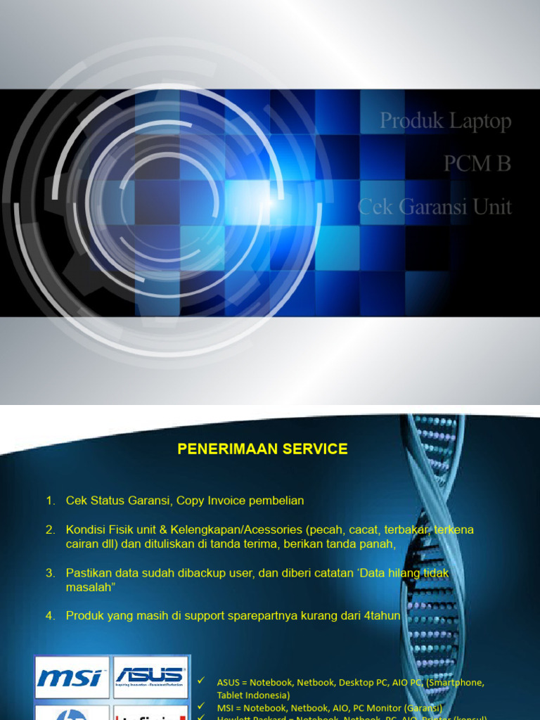 Cek Garansi Laptop ASUS dan MSI | PDF