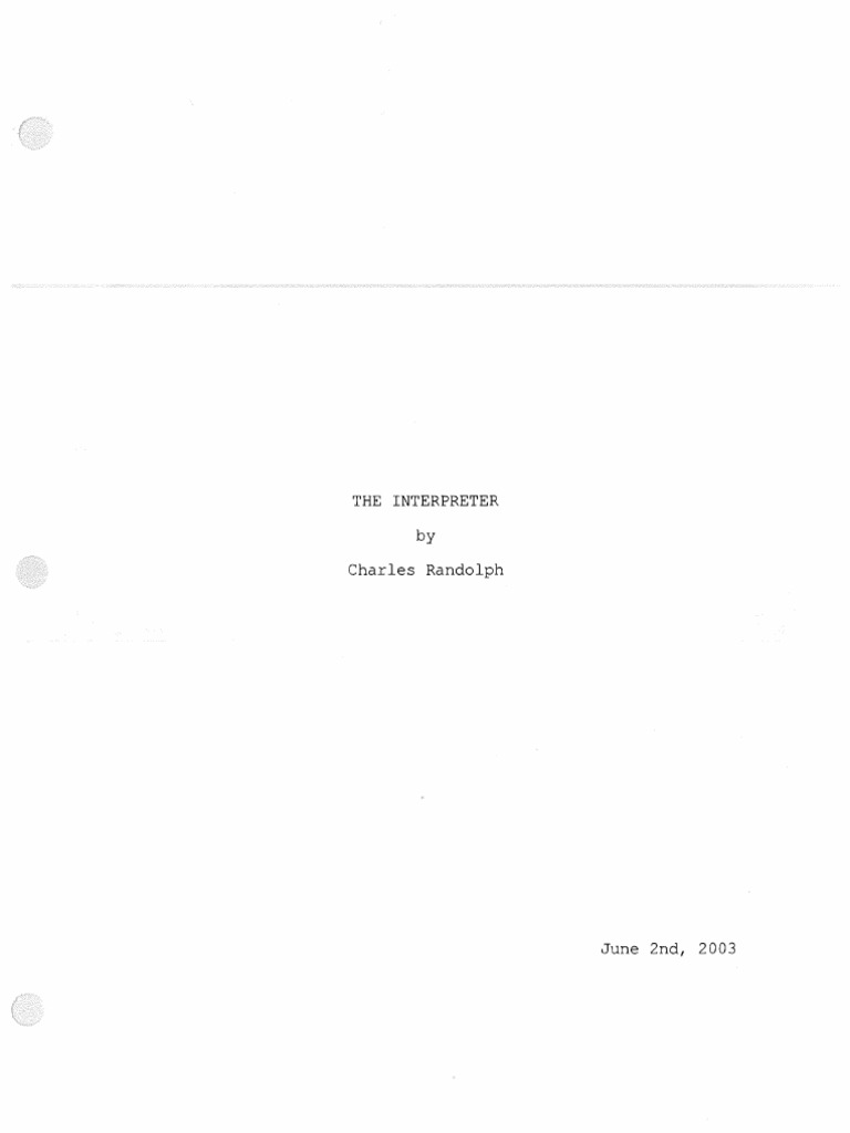 The Interpreter 2005 Screenplay | PDF | United Nations Security Council ...
