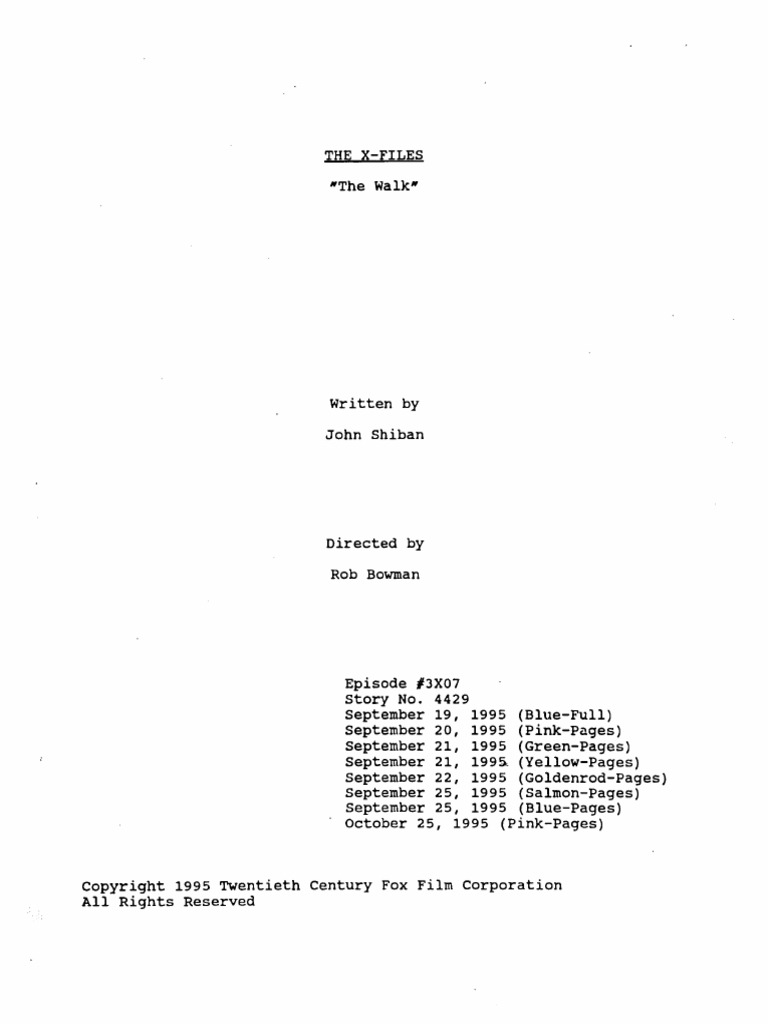 The X Files 307 The Walk 1995 Screenplay | PDF | The X Files