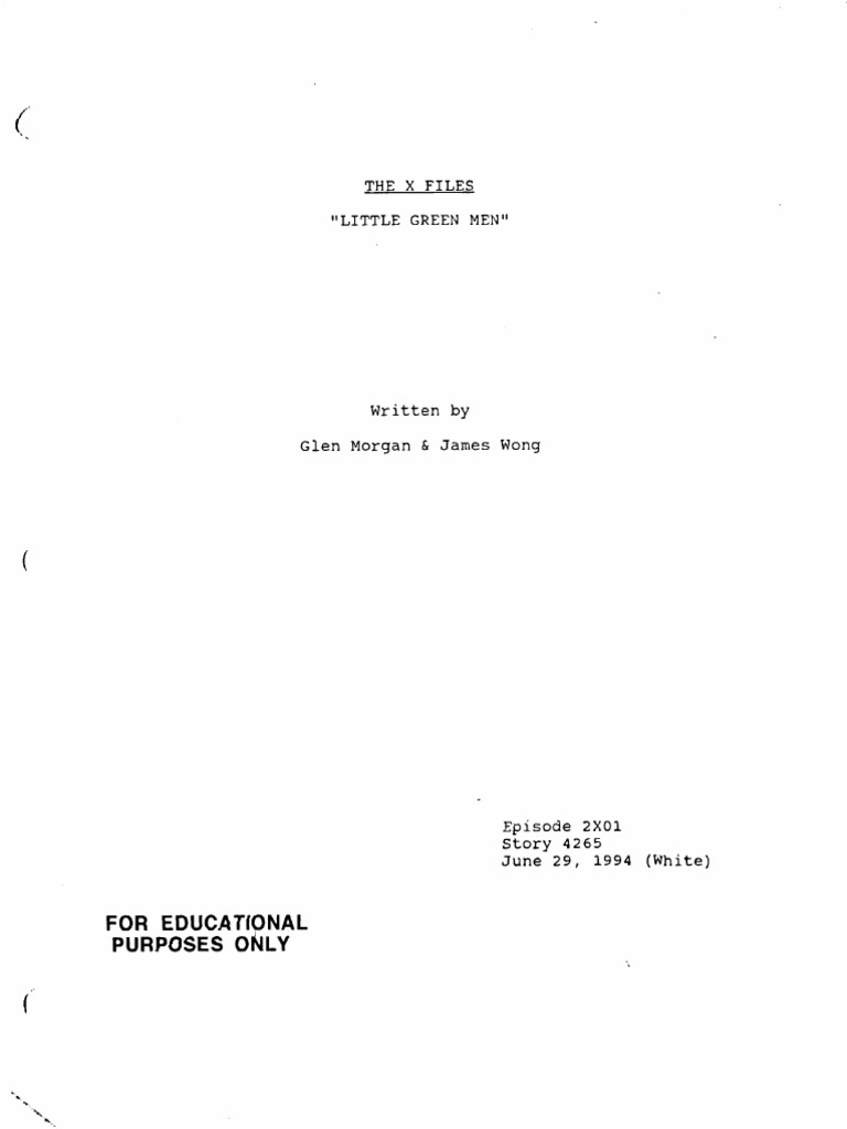 The X Files 201 Little Green Men 1994 Screenplay | PDF