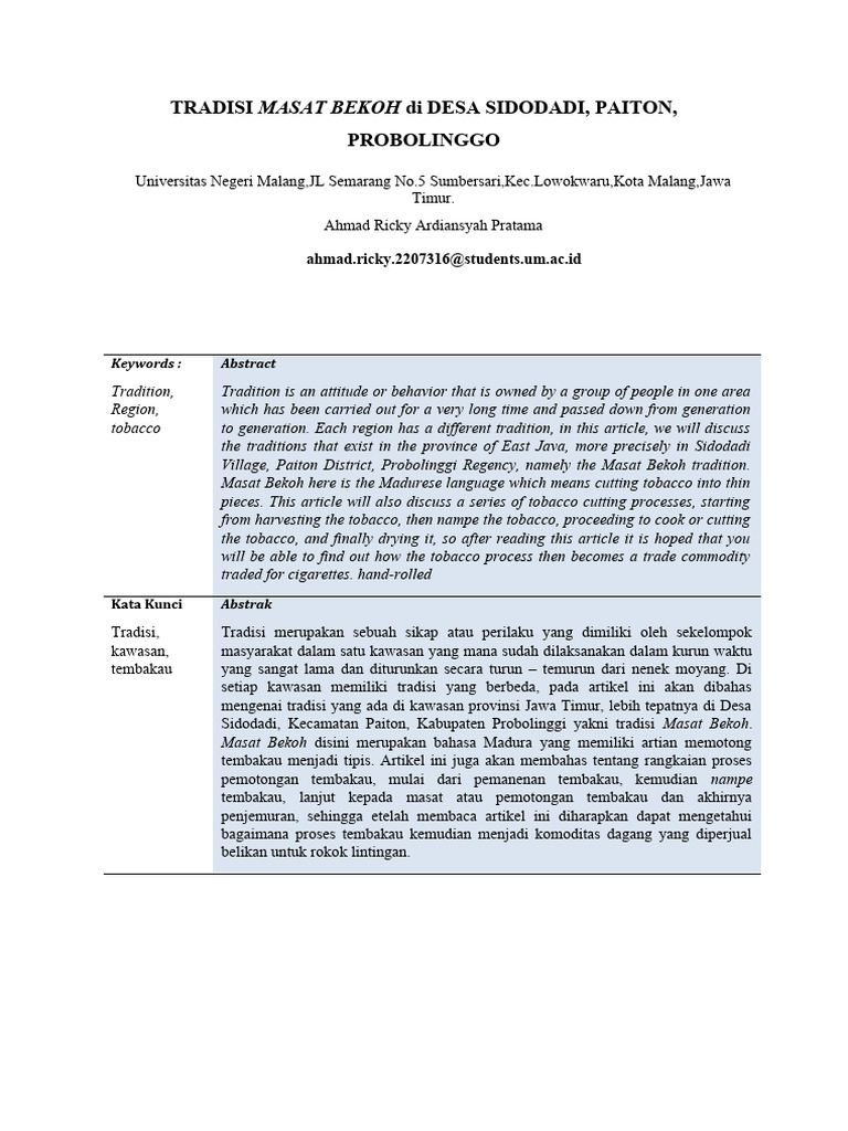 Tradisi Masat Bekoh by Ahmad Ricky Ardiansyah Pratama 220731603573 | PDF