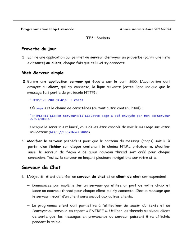 TP Sockets Java | PDF | Affaires | Ordinateurs