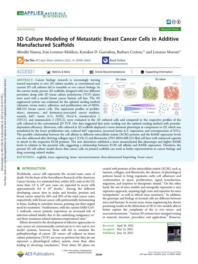 3D Culture Modeling of Metastatic Breast Cancer Cells in Additive ...
