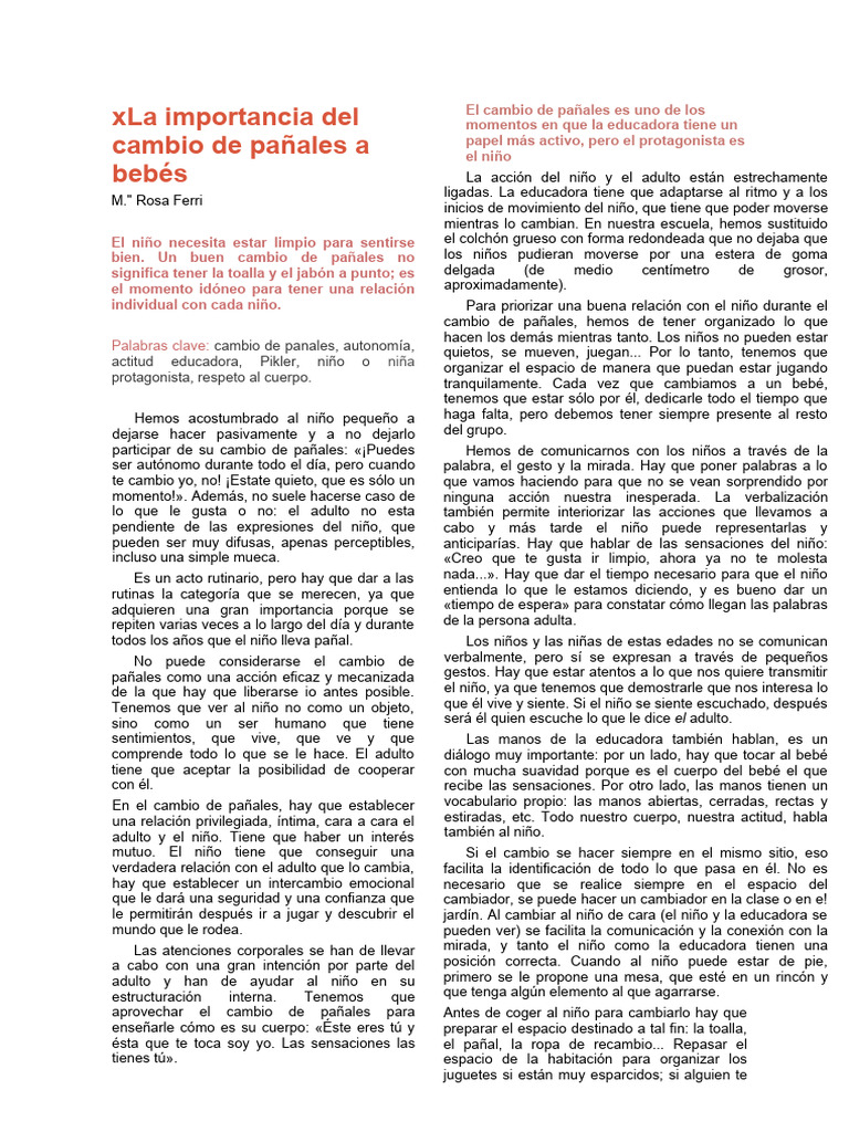 La Importancia Del Cambio de Pañales A Bebés | PDF | Adultos