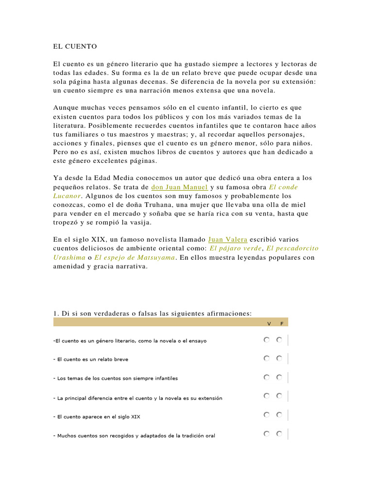El cuento: género literario breve y variado | PDF