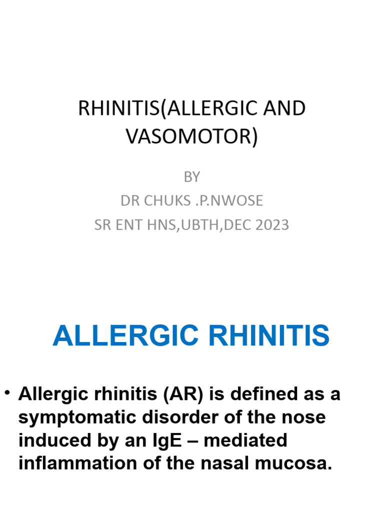 Rhinitis (Allergic and Vasomotor) | PDF | Allergy | Allergen