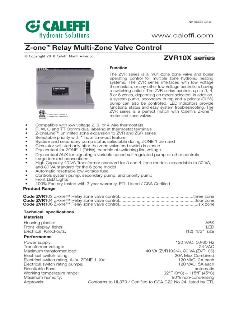 Caleffi ZVR Instruction Manual | PDF