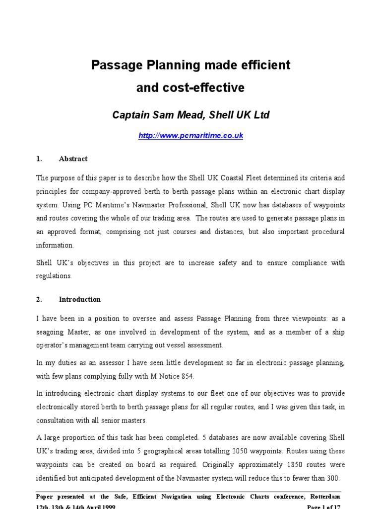 Passage Planning Made Efficient | PDF