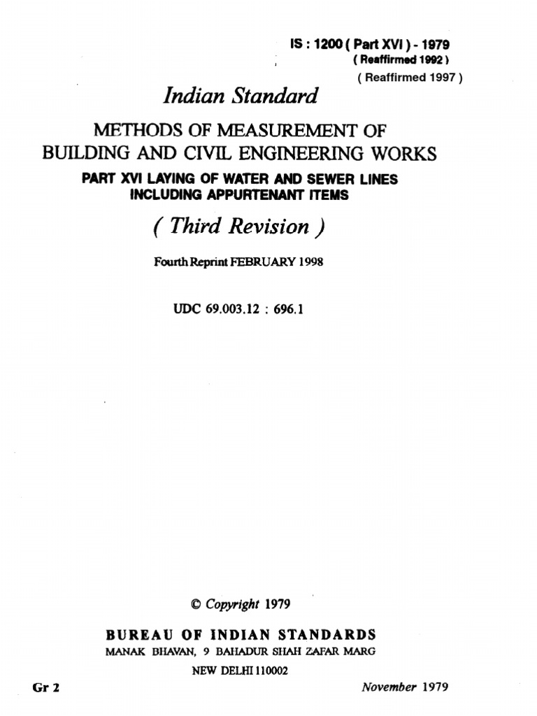 Indian Standard: Methods of Measurement of Building and Civil ...