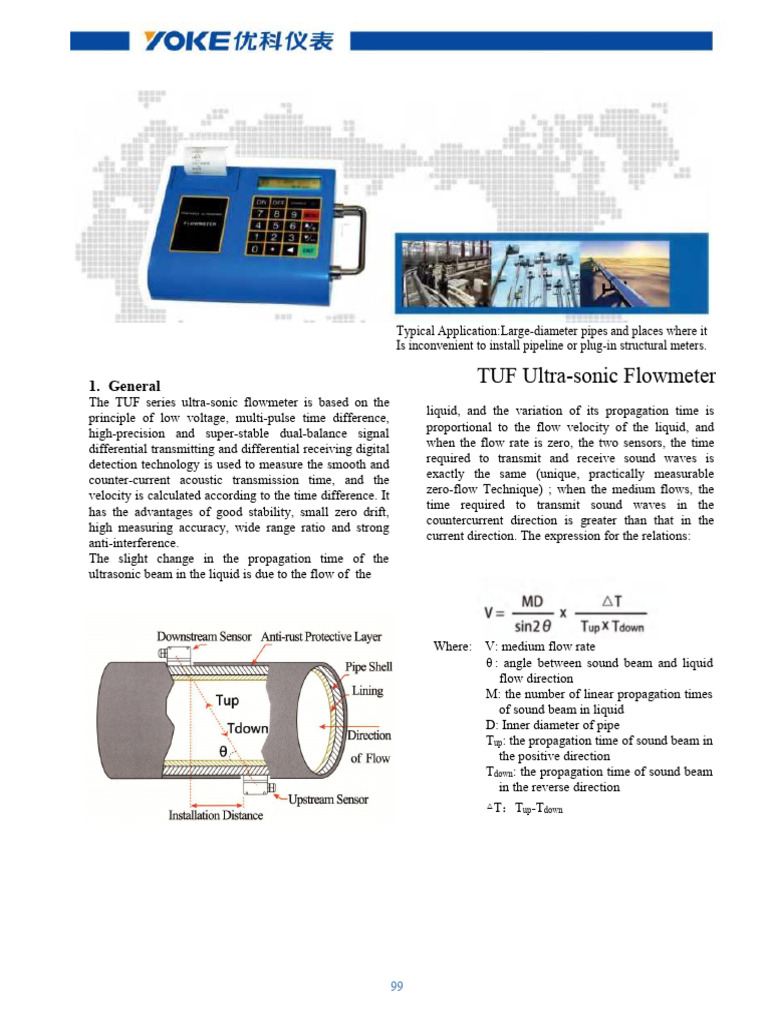 Manual Flowmeter TUF-2000M Ultrassonic | PDF | Flow Measurement | Ultrasound