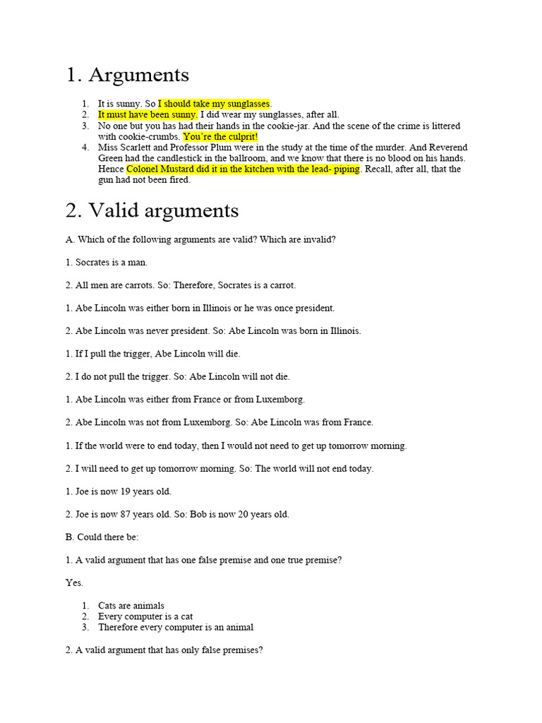 Logic Worksheet 1 | PDF | Argument | Logic