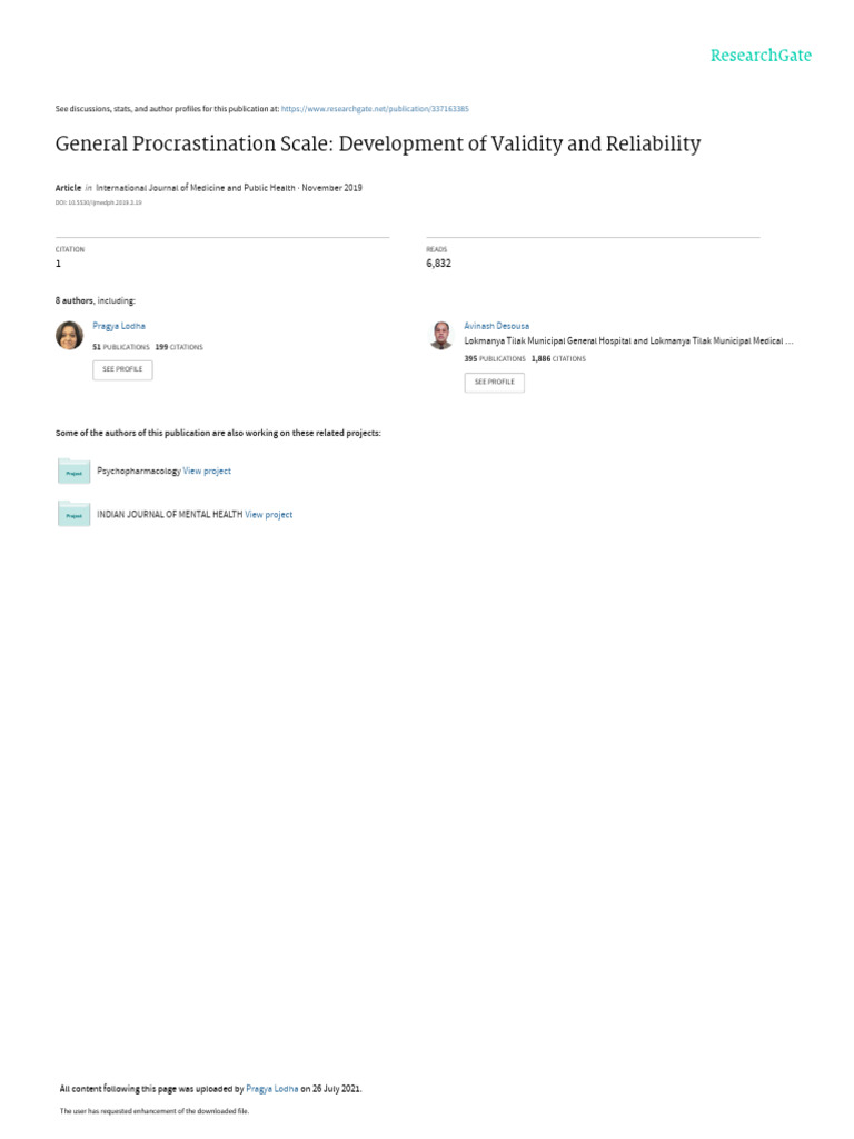 General Procrastination Scale | PDF