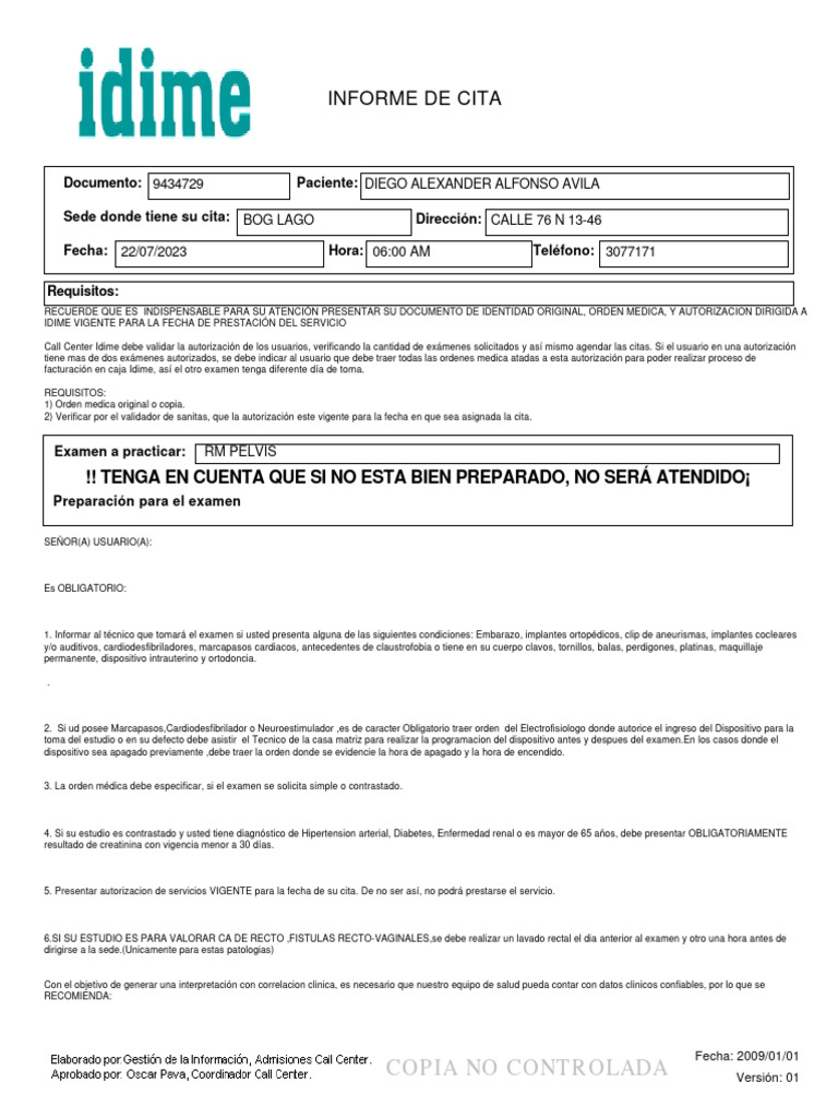 Cita MEDICO | PDF | Medicina CLINICA | Especialidades Medicas