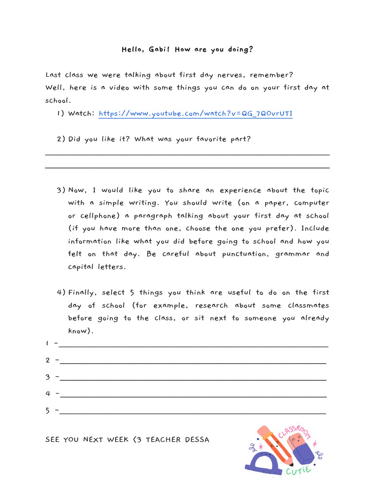 Tips for a Successful First Day at School | PDF