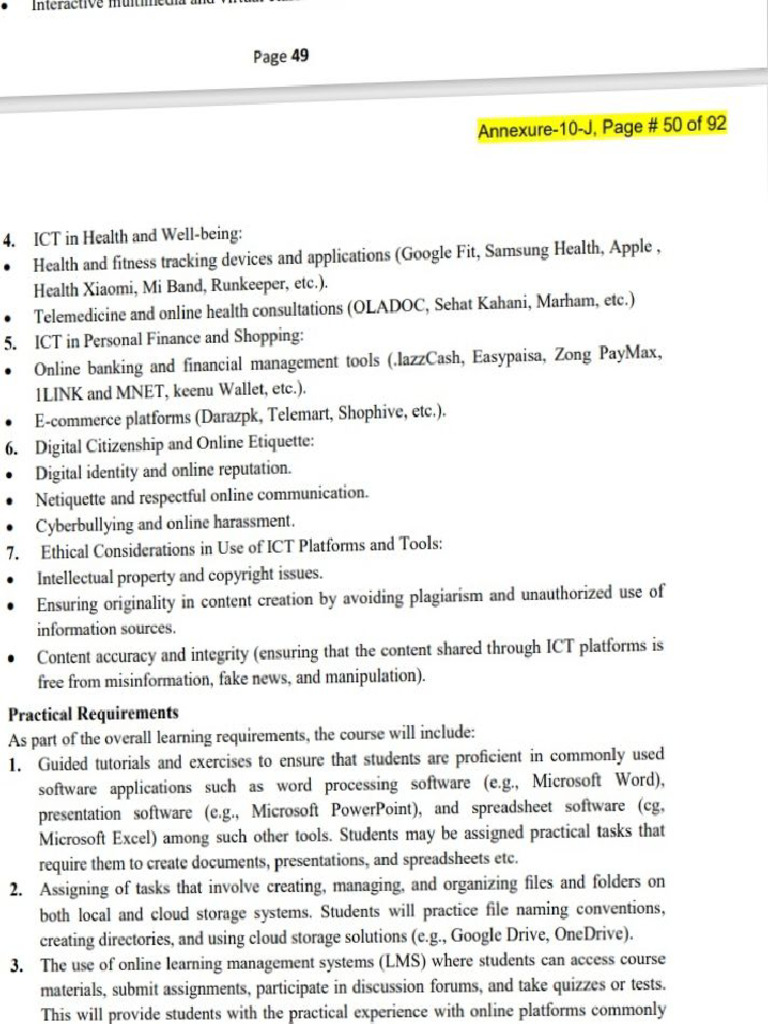 ICT Course Outline | PDF