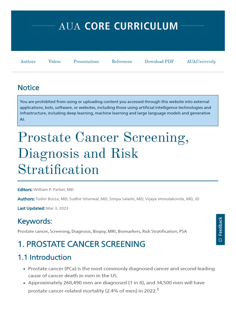 Prostate Cancer Screening, Diagnosis and Risk Stratification - Oncology ...