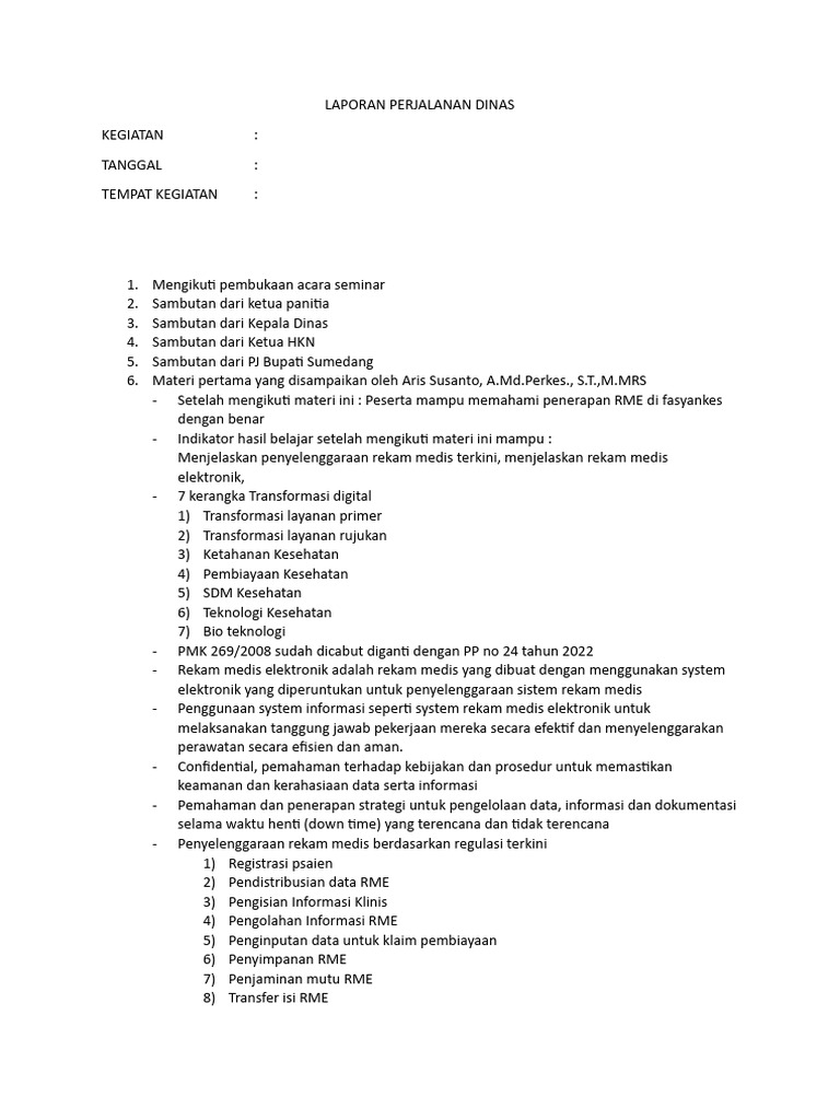 Laporan Perjalanan Dinas | PDF | Sains & Matematika