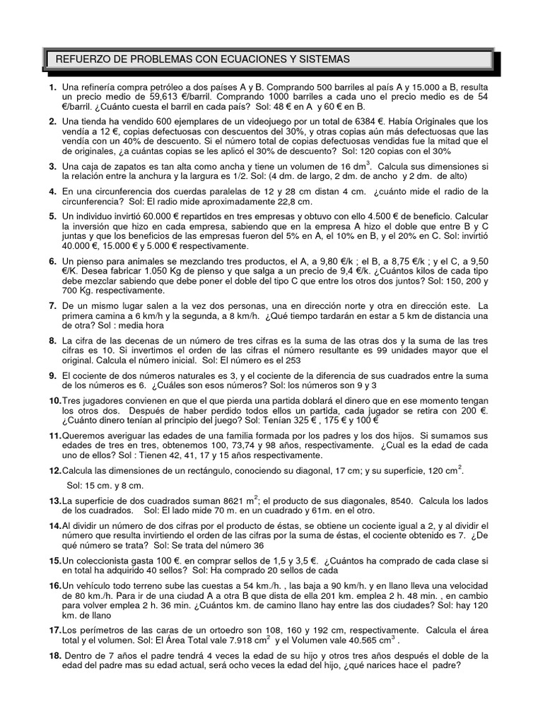 Problemas Con Ecuaciones Y Sistemas Pdf 9840