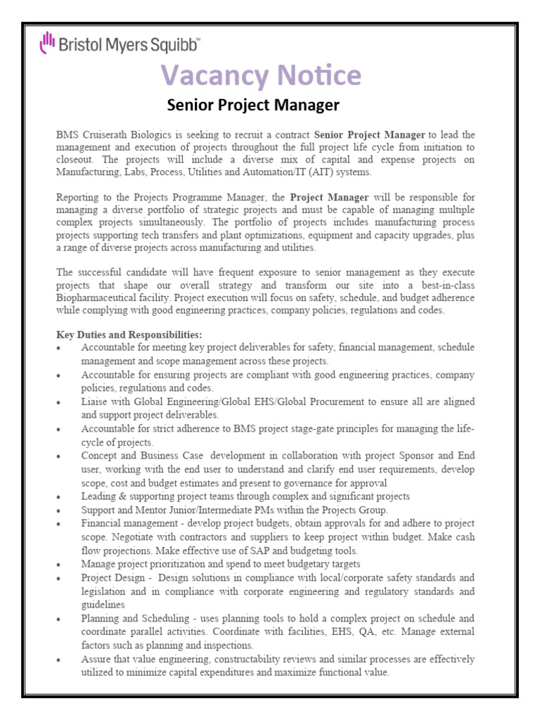 Senior Project Manager (Mar 2023) | PDF | Project Management | Procurement
