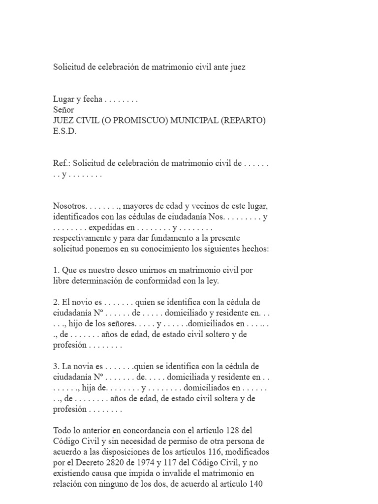 Solicitud de Matrimonio Civil ante Juez | PDF | Gobierno | Justicia
