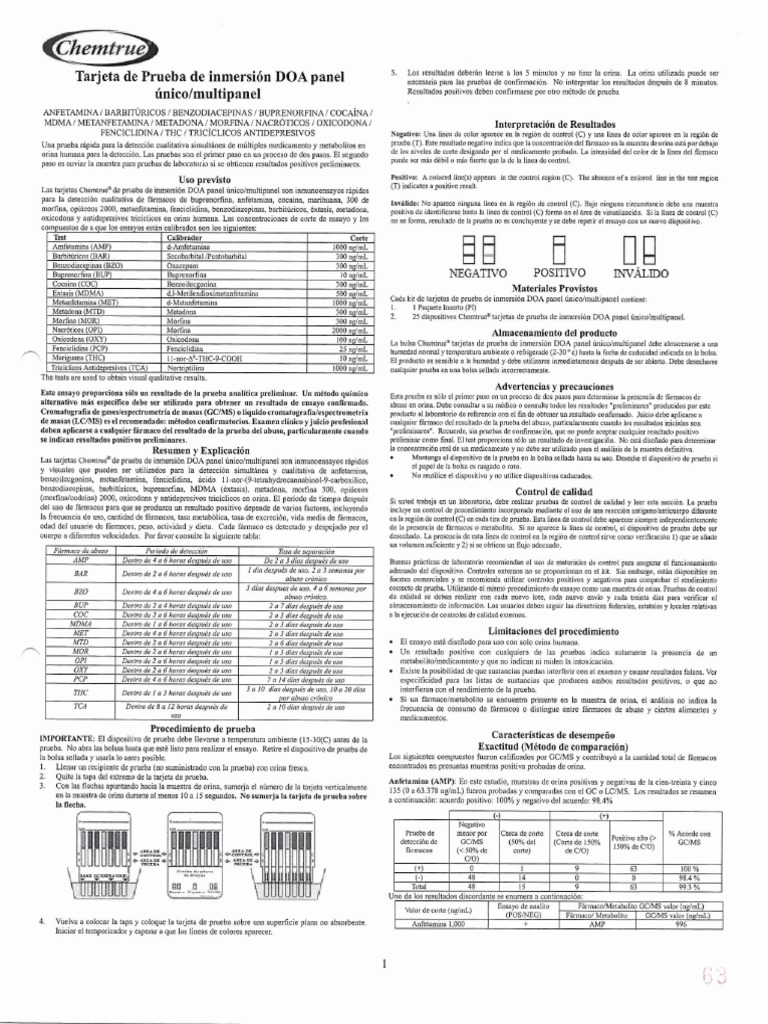 Inserto-Multipanel CHEMTRUE GARKENMEDICAL | PDF | Mdma | Medicamentos con receta