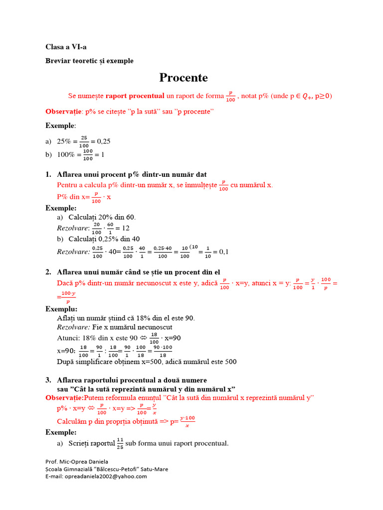 Breviar-Teoretic Procente | PDF