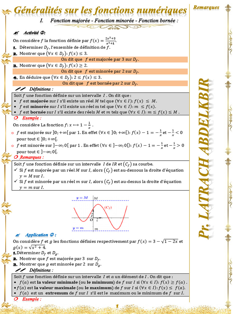 Fonction majorée et minorée en maths | PDF | Géométrie | Analyse réelle