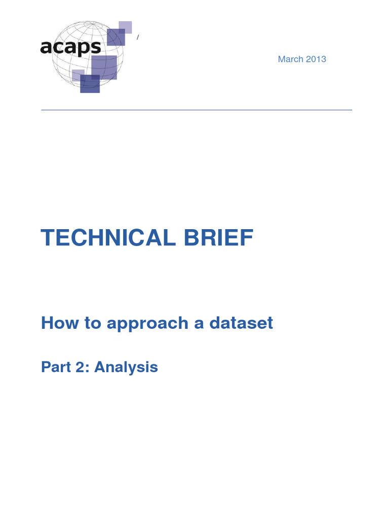 Acaps How To Approach A Dataset Part 2 Analysis | PDF | Data | Statistics